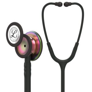 3M Littmann Classic III Monitoring Stethoscope, Rainbow-Finish Chestpiece, Black stem and Headset, Black Tube, 27 inch, 5870 + 40007 Stethoscope Identification Tag, Black