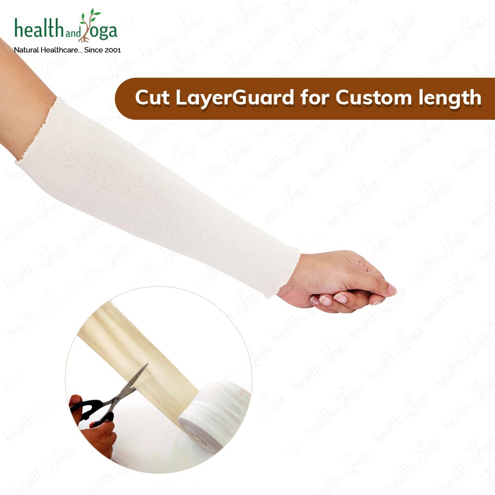 HealthAndYoga™ LayerGuard Cotton Stockinette Sleeve Roll, Stretchable Raw Cotton – Comfort wear, Sweat Absorbent Tubular Bandage – Prevents Residue build up - Under - Over Cast Sleeve Bandage Wear (Off-White 4 Inch)