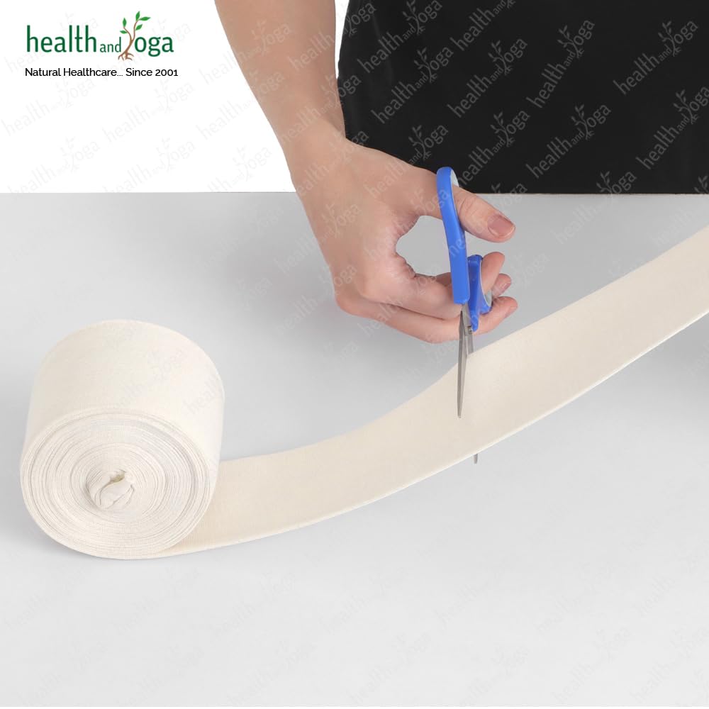 HealthAndYoga™ LayerGuard Cotton Stockinette Sleeve Roll, Stretchable Raw Cotton – Comfort wear, Sweat Absorbent Tubular Bandage – Prevents Residue build up - Under - Over Cast Sleeve Bandage Wear (Off-White 4 Inch)