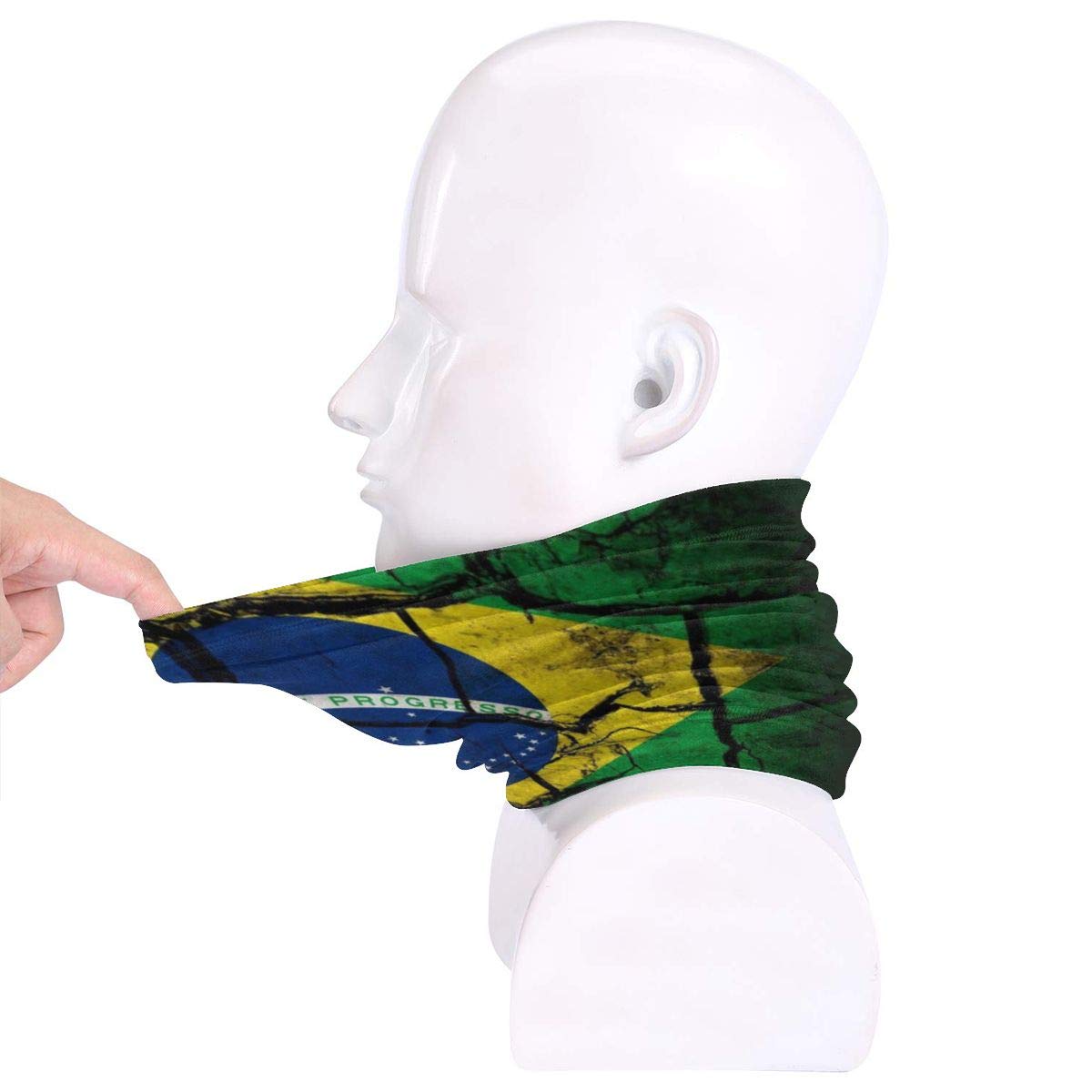 Brazil Flag Design Neck Gaiter, Headwear, Face Sun, Magic Scarf, Bandana, Balaclava, Headband for Fishing, Motorcycling, Running, Skateboarding, Moisture Wicking Uv Protection Multicolored