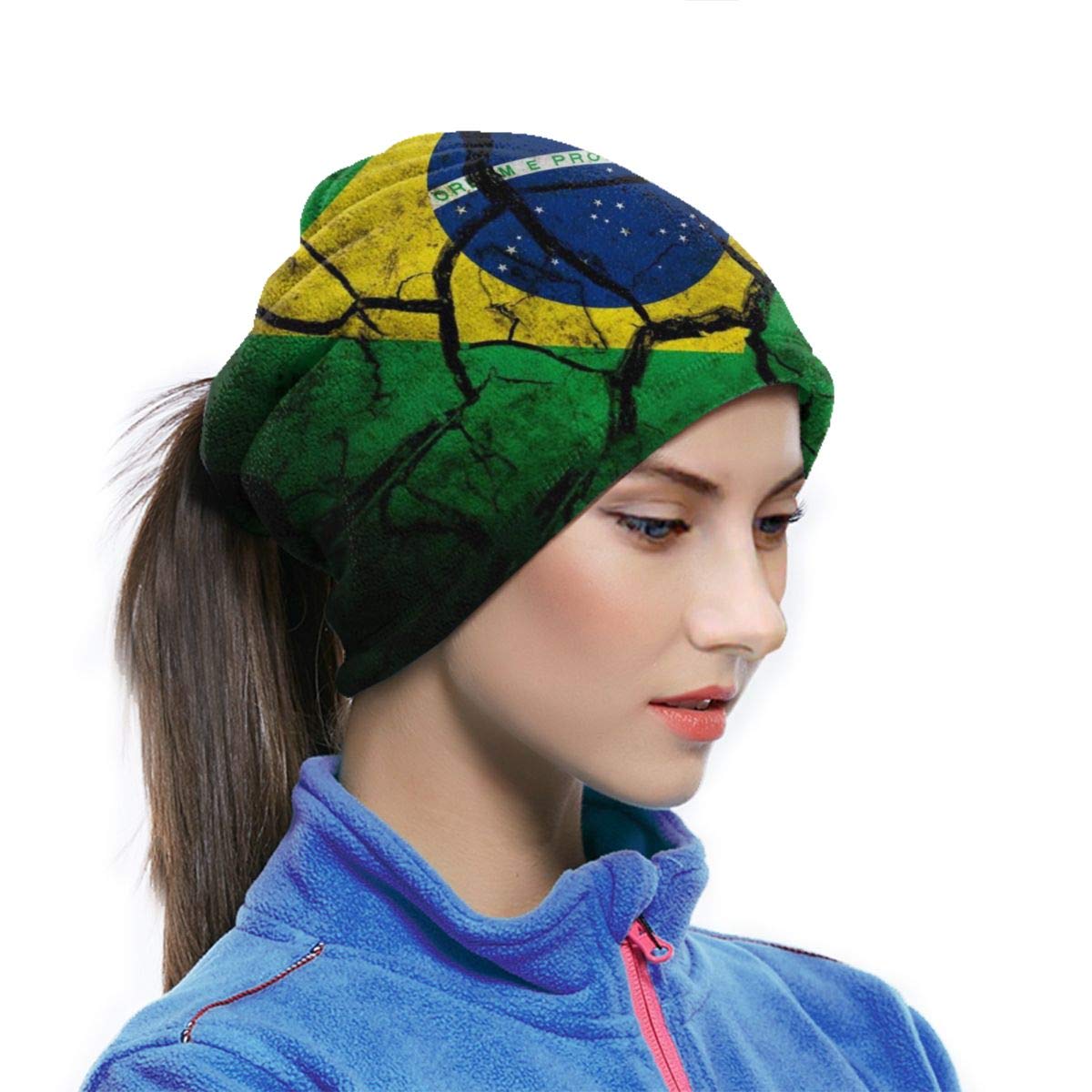 Brazil Flag Design Neck Gaiter, Headwear, Face Sun, Magic Scarf, Bandana, Balaclava, Headband for Fishing, Motorcycling, Running, Skateboarding, Moisture Wicking Uv Protection Multicolored