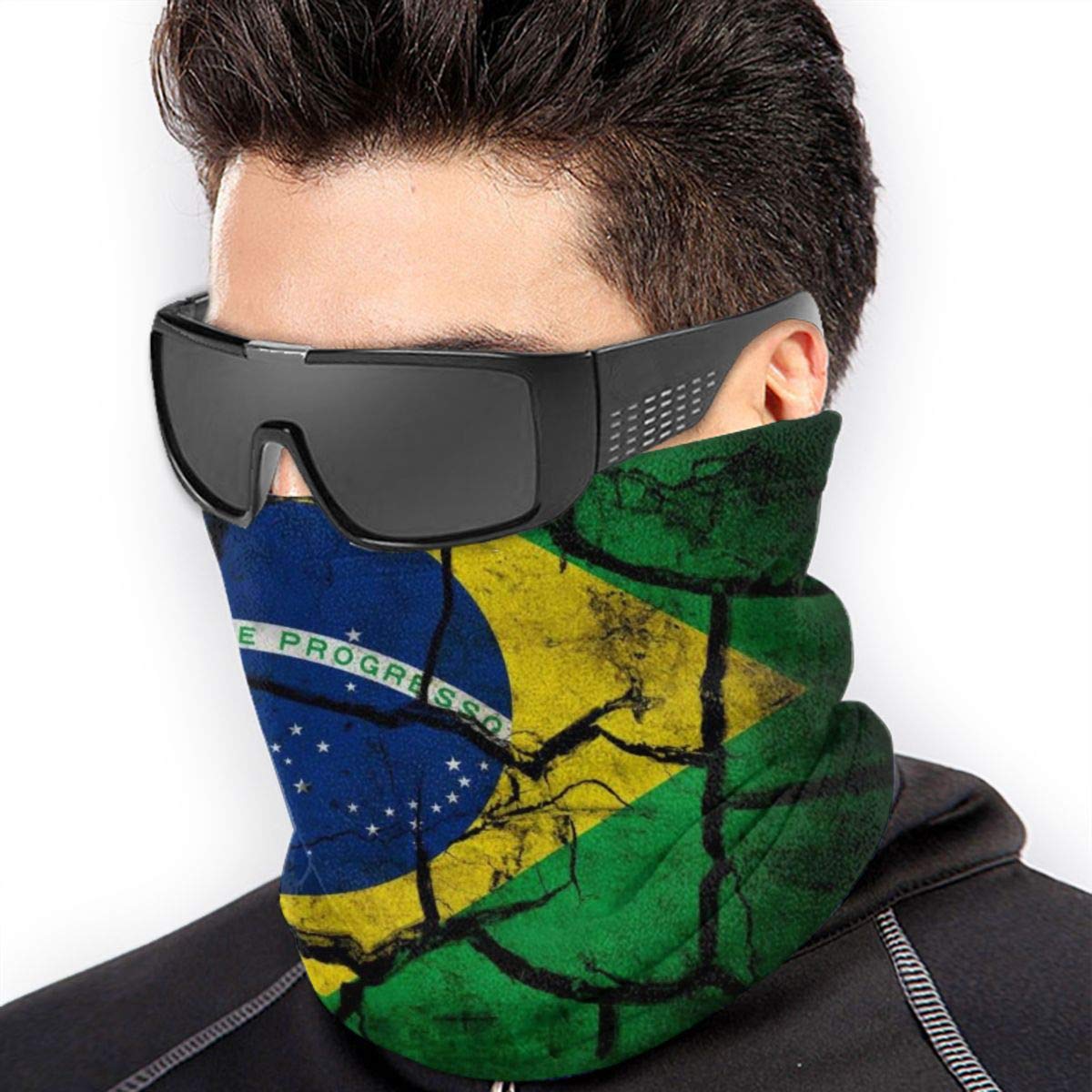 Brazil Flag Design Neck Gaiter, Headwear, Face Sun, Magic Scarf, Bandana, Balaclava, Headband for Fishing, Motorcycling, Running, Skateboarding, Moisture Wicking Uv Protection Multicolored