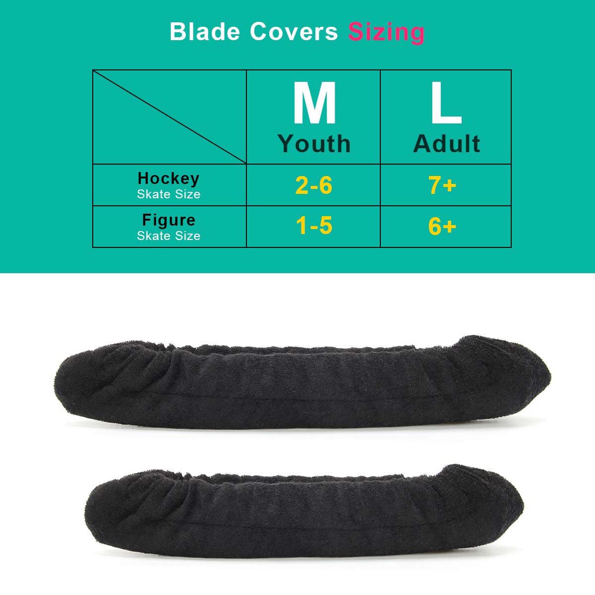 Coolrunner Ice Skate Blade Covers, Sports Blade Cover Skate Blade Protector for Hockey Skates, Figure Skates and Ice Skates, Black