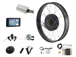 fat electric bike kit 60v/72v 2000w electric fat tire snow bike rear wheel hub motor kit with sabvoton sine wave controller, tft uck1 color display,7-speed flywheel and torque arm (20inch*4.0 rear)