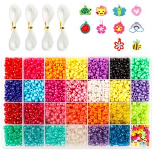 pony beads, 4,600 pcs 9mm pony beads set in 27 colors with letter beads, star beads and elastic string for bracelet jewelry making by inscraft