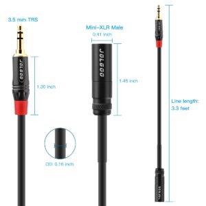 JOLGOO Mini XLR Male to 3.5mm Stereo Audio Plug Cable, 3-pin Mini XLR Male to 1/8" TRS Plug Cable, for BMPCC 4K Camera Video Assist 4K Sharp 8K, 3.3 Feet