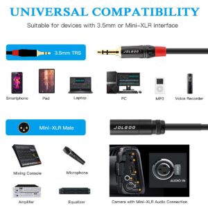 JOLGOO Mini XLR Male to 3.5mm Stereo Audio Plug Cable, 3-pin Mini XLR Male to 1/8" TRS Plug Cable, for BMPCC 4K Camera Video Assist 4K Sharp 8K, 3.3 Feet