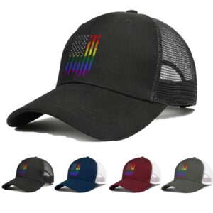 oneyuan american rainbow flag gay pride hat adjustable unisex mesh baseball cap cool hat