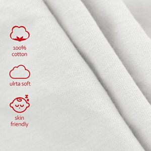 Crib Sheets for Boys or Girls, 100% Cotton, Fitted Baby Crib Sheets Breathable and Soft for Standard Crib (28" X 52") and Toddler Mattresses, Nursery Bedding White Crib Sheets