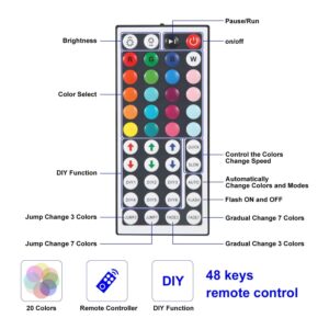 aijiaer LED Strip Lights 16.5Ft/5M RGB SMD 5050 150LEDs Rope Lighting Color Changing Full Kit with 44 Keys Remote Controller