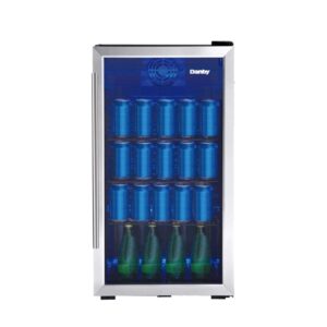 danby dbc117a2bssdd-6 18" stainless steel beverage center with 117 can capacity, 3.1 cu. ft. capacity, blue led lighting and door lock, in stainless steel