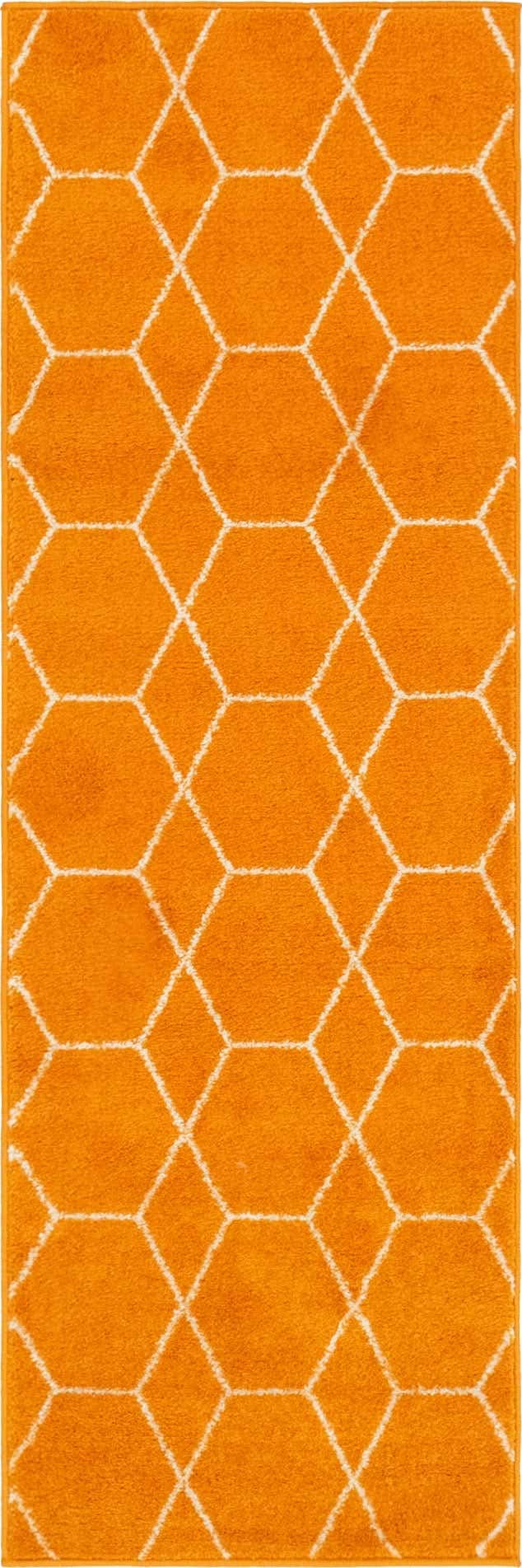 Unique Loom Trellis Frieze Collection Area Rug - Geometric (2' x 6' 1" Runner, Orange/ Ivory)