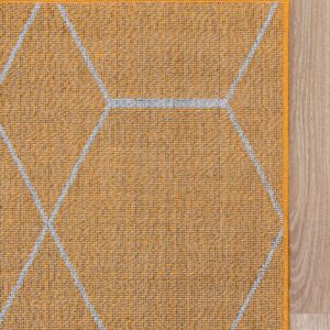 Unique Loom Trellis Frieze Collection Area Rug - Geometric (2' x 6' 1" Runner, Orange/ Ivory)