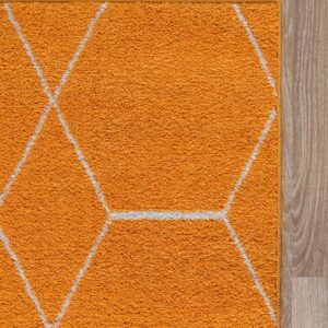 Unique Loom Trellis Frieze Collection Area Rug - Geometric (2' x 6' 1" Runner, Orange/ Ivory)