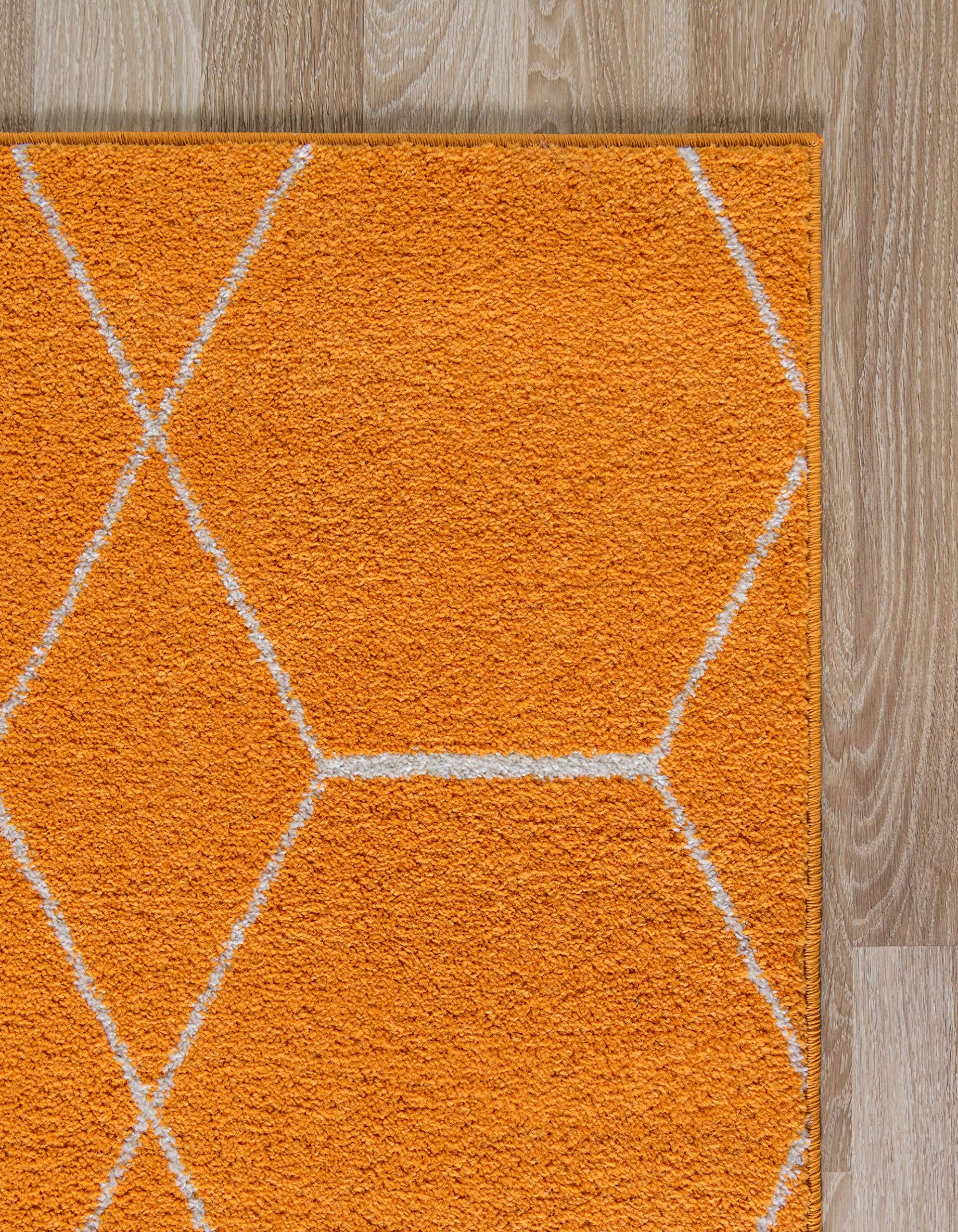 Unique Loom Trellis Frieze Collection Area Rug - Geometric (2' x 6' 1" Runner, Orange/ Ivory)