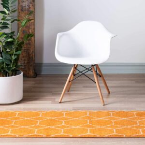 Unique Loom Trellis Frieze Collection Area Rug - Geometric (2' x 6' 1" Runner, Orange/ Ivory)