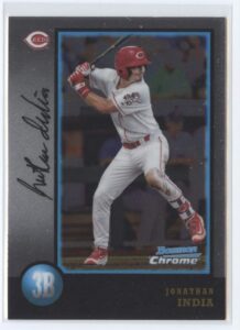 2018 bowman draft chrome 20th anniversary baseball #98b-ji jonathan india cincinnati reds official mlb trading card produced by topps