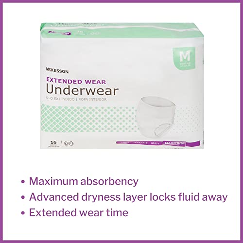 McKesson Extended Wear Underwear, Incontinence, Maximum Absorbency, Medium, 64 Count