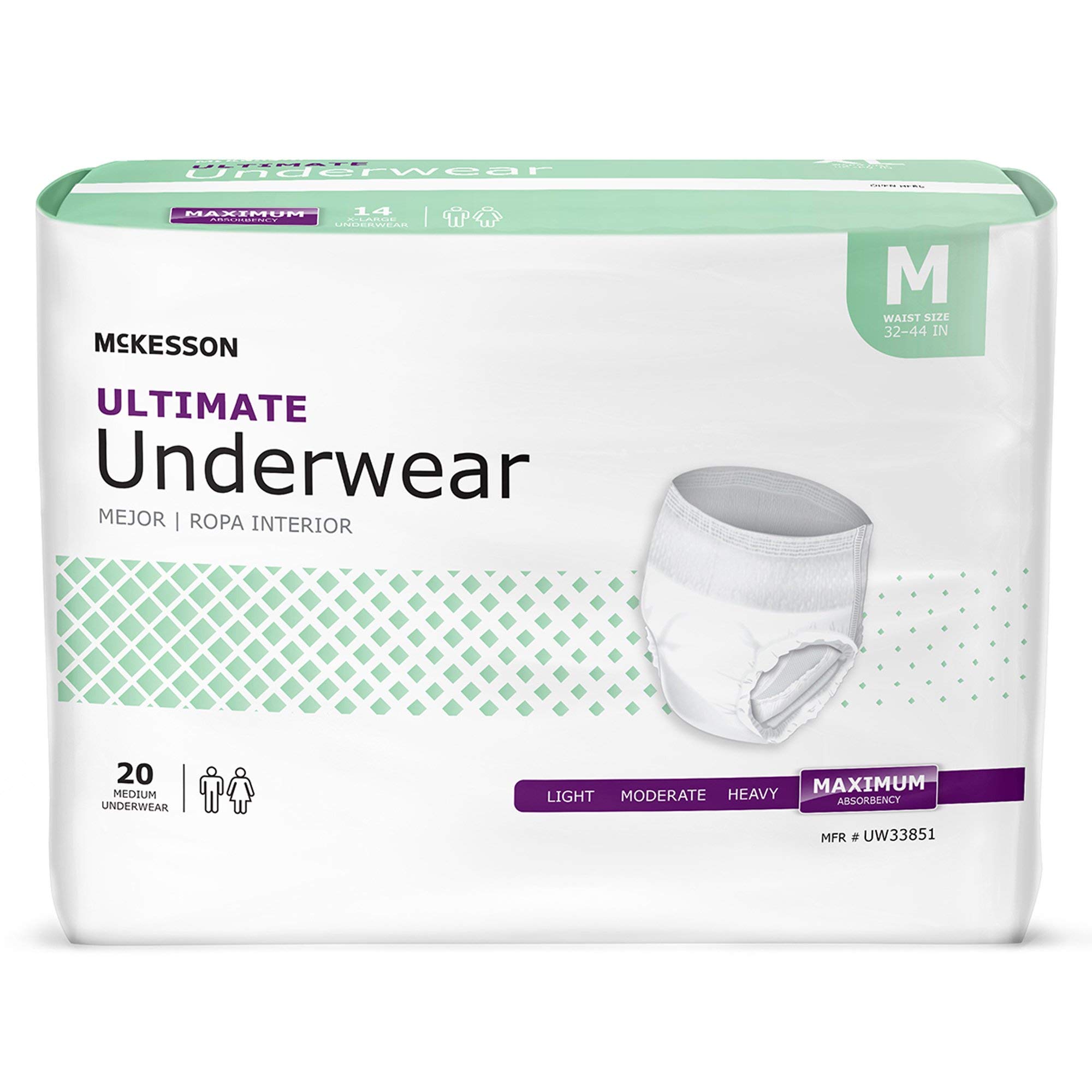 McKesson Ultimate Underwear, Incontinence, Maximum Absorbency, Medium, 20 Count