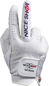 nice shot the bird golf glove in white cabretta leather men's right hand - xlarge