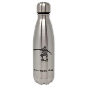 lasergram single wall stainless steel water bottle, skateboarding, personalized engraving included