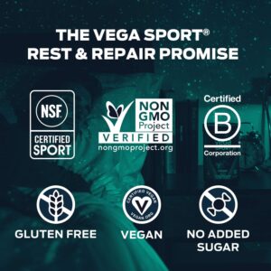 Vega Nighttime Rest & Repair Protein Powder, Chocolate Strawberry - 18g Vegan Plant Protein, 3mg Melatonin, Magnesium for Women & Men, 15 oz (Packaging May Vary)