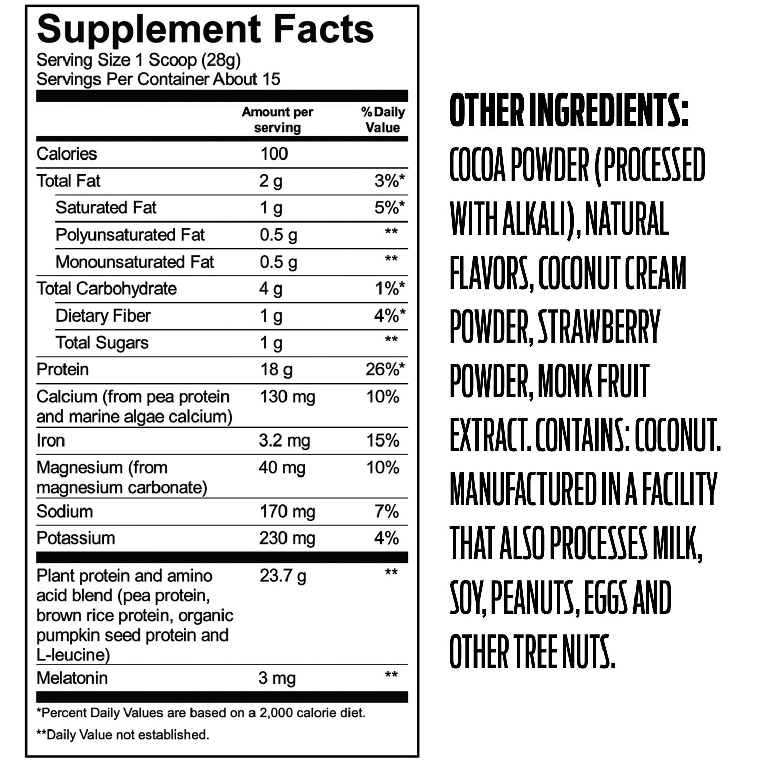 Vega Nighttime Rest & Repair Protein Powder, Chocolate Strawberry - 18g Vegan Plant Protein, 3mg Melatonin, Magnesium for Women & Men, 15 oz (Packaging May Vary)