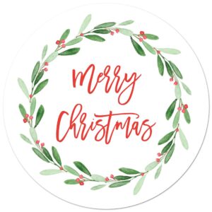 2" round holly jolly merry christmas stickers (40 labels)