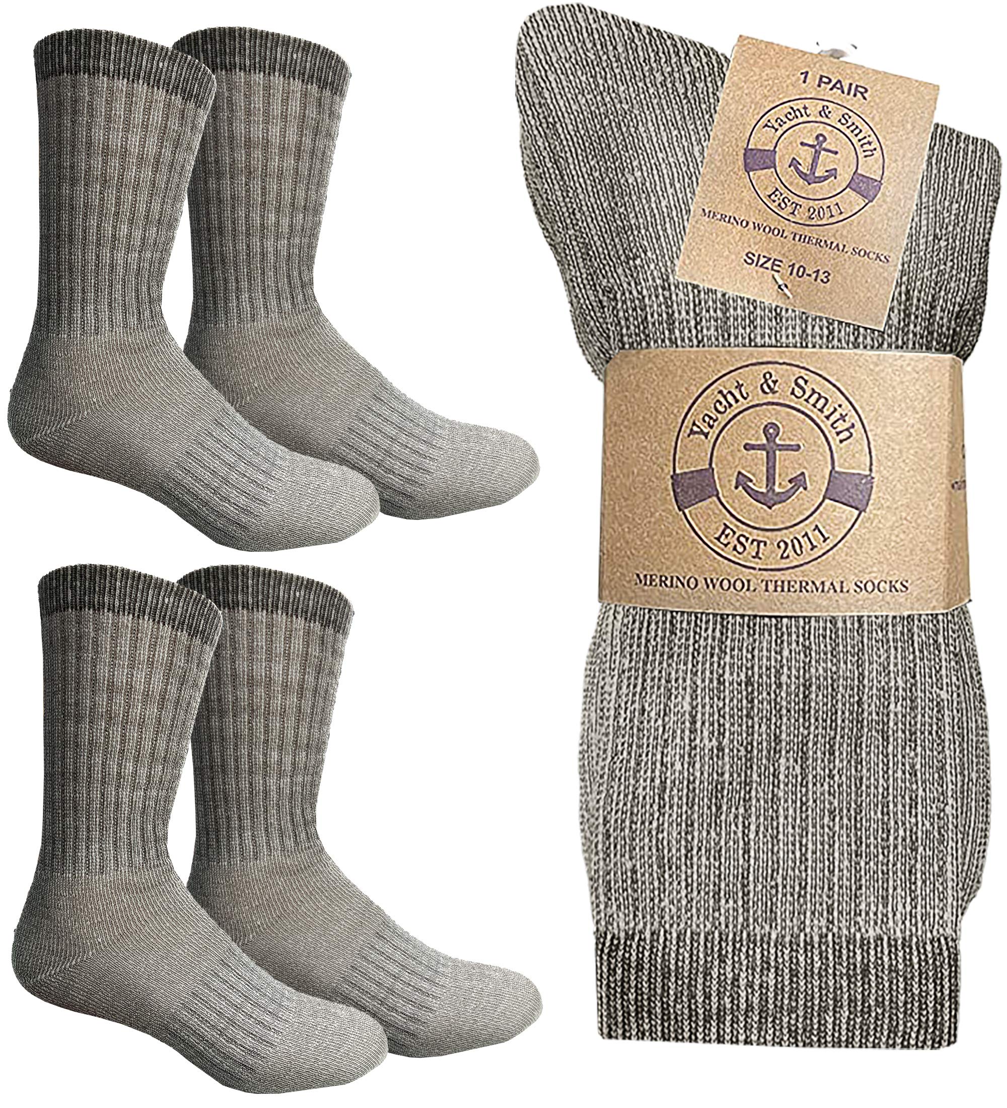 Yacht & Smith 4 Pairs Merino Wool Socks for Men & Women, Thermal, Warm Sock Hiking Winter, Bulk Pack