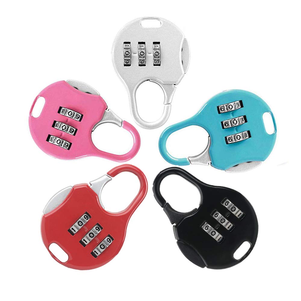 3-Digit Travel Combination Lock of Zinc Alloy,Small Safe Combination Padlock for Suitcase Luggage Briefcases Computer Bag Schoolbags Backpacks Locker Drawer Toolkit Cabinets, Color Locks,5 Pack