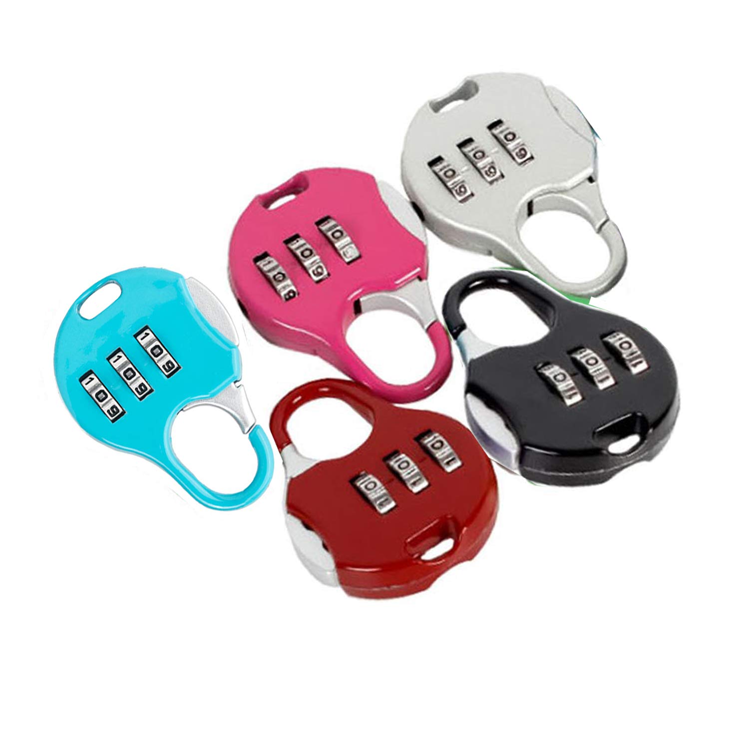 3-Digit Travel Combination Lock of Zinc Alloy,Small Safe Combination Padlock for Suitcase Luggage Briefcases Computer Bag Schoolbags Backpacks Locker Drawer Toolkit Cabinets, Color Locks,5 Pack