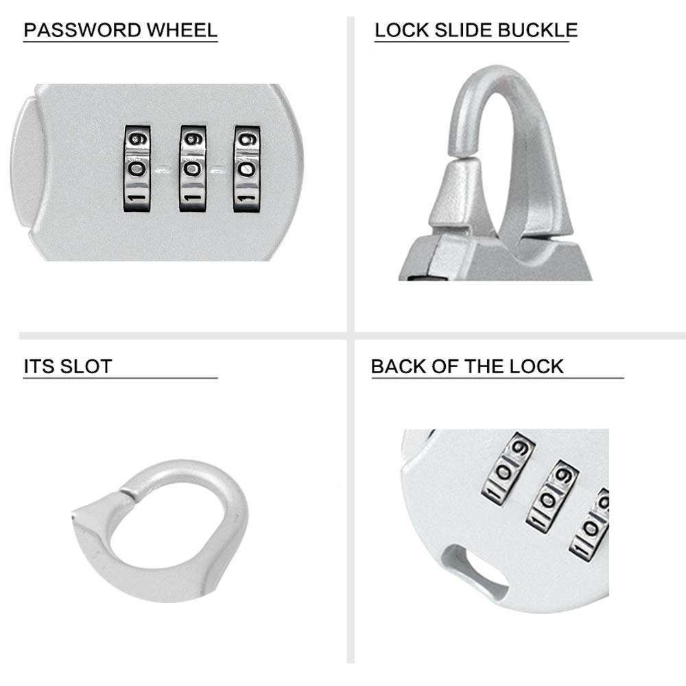 3-Digit Travel Combination Lock of Zinc Alloy,Small Safe Combination Padlock for Suitcase Luggage Briefcases Computer Bag Schoolbags Backpacks Locker Drawer Toolkit Cabinets, Color Locks,5 Pack