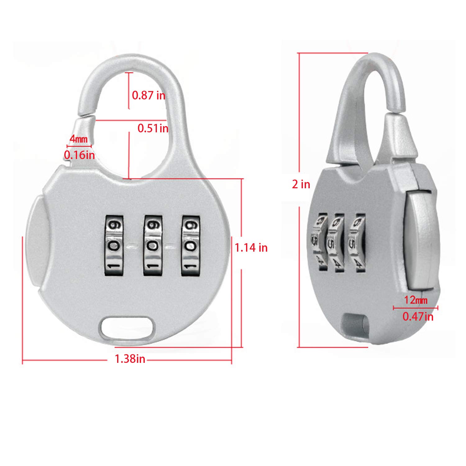 3-Digit Travel Combination Lock of Zinc Alloy,Small Safe Combination Padlock for Suitcase Luggage Briefcases Computer Bag Schoolbags Backpacks Locker Drawer Toolkit Cabinets, Color Locks,5 Pack