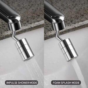 Universal Splash Filter Faucet 720 Rotating Faucet Extender Aerator with 2 Water Outlet Modes,All Copper Material,Suitable for Kitchen and Bathroom