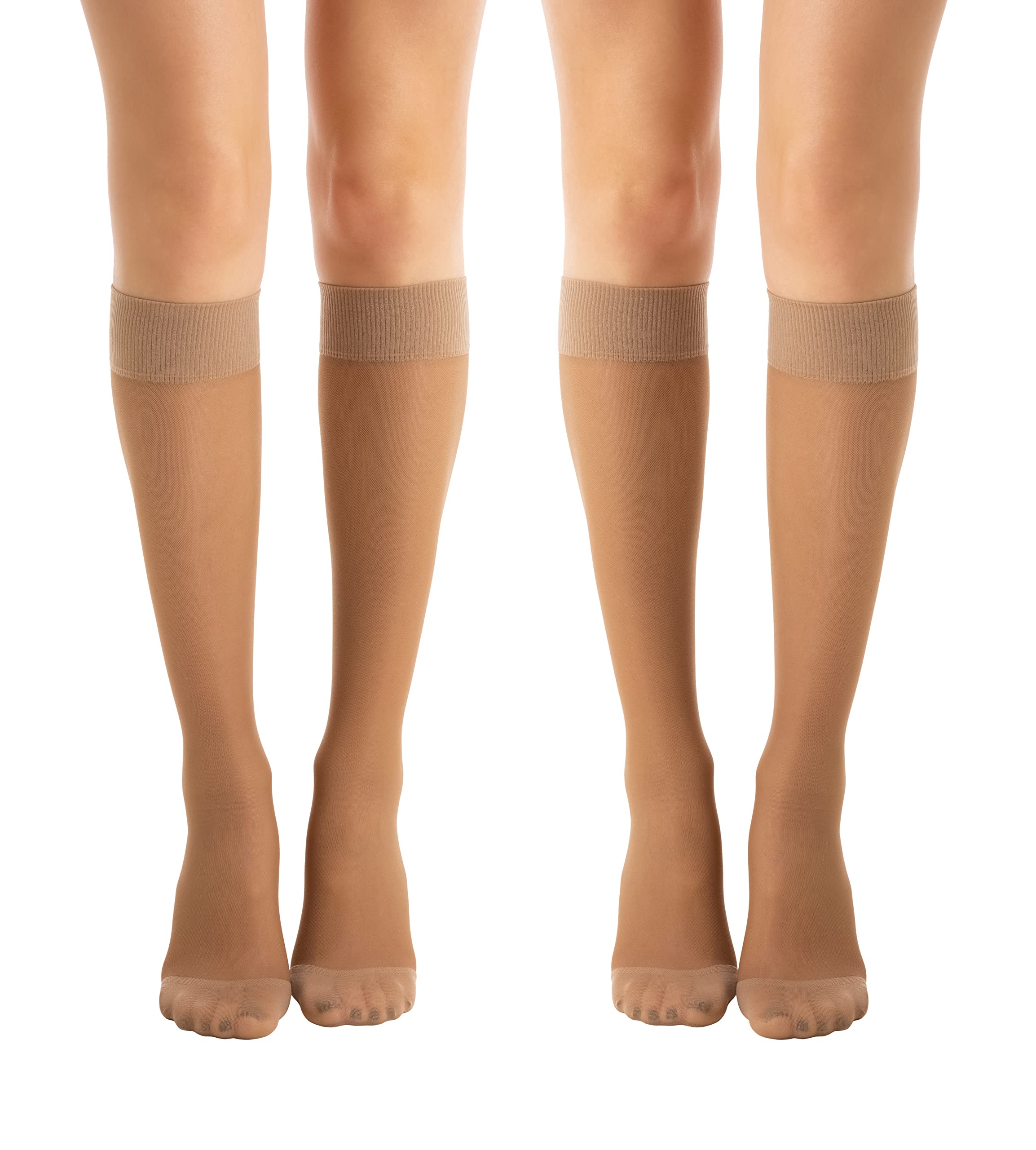 Relaxsan Basic 850 (2 Pairs - Beige 5/XXL) - moderate support knee high socks 15-20 mmHg, 100% Made in Italy