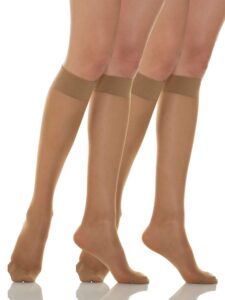 relaxsan basic 700[n] (2 pairs - beige 4/xl) - light support knee high socks 10-15 mmhg, 100% made in italy