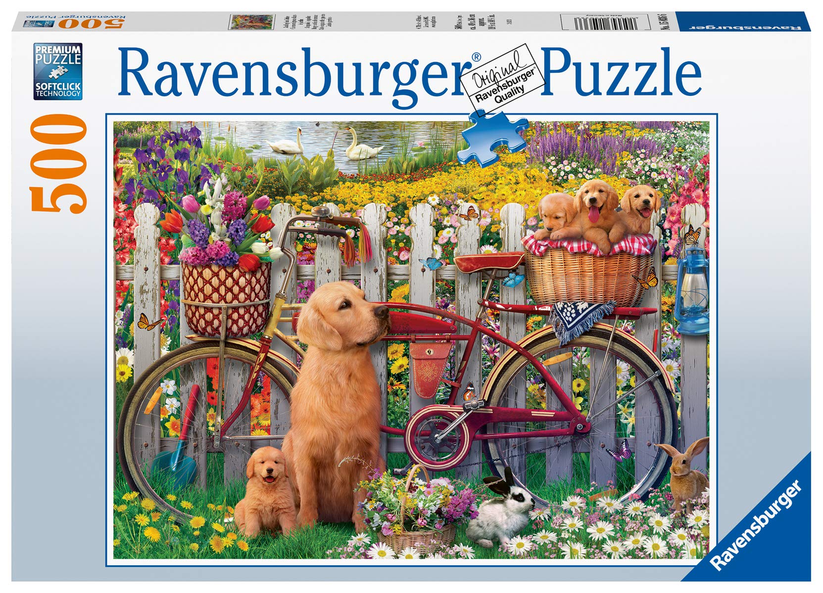 Ravensburger 15036 Cute Dogs in The Garden 500 Piece Puzzle for Adults - Every Piece is Unique, Softclick Technology Means Pieces Fit Together Perfectly