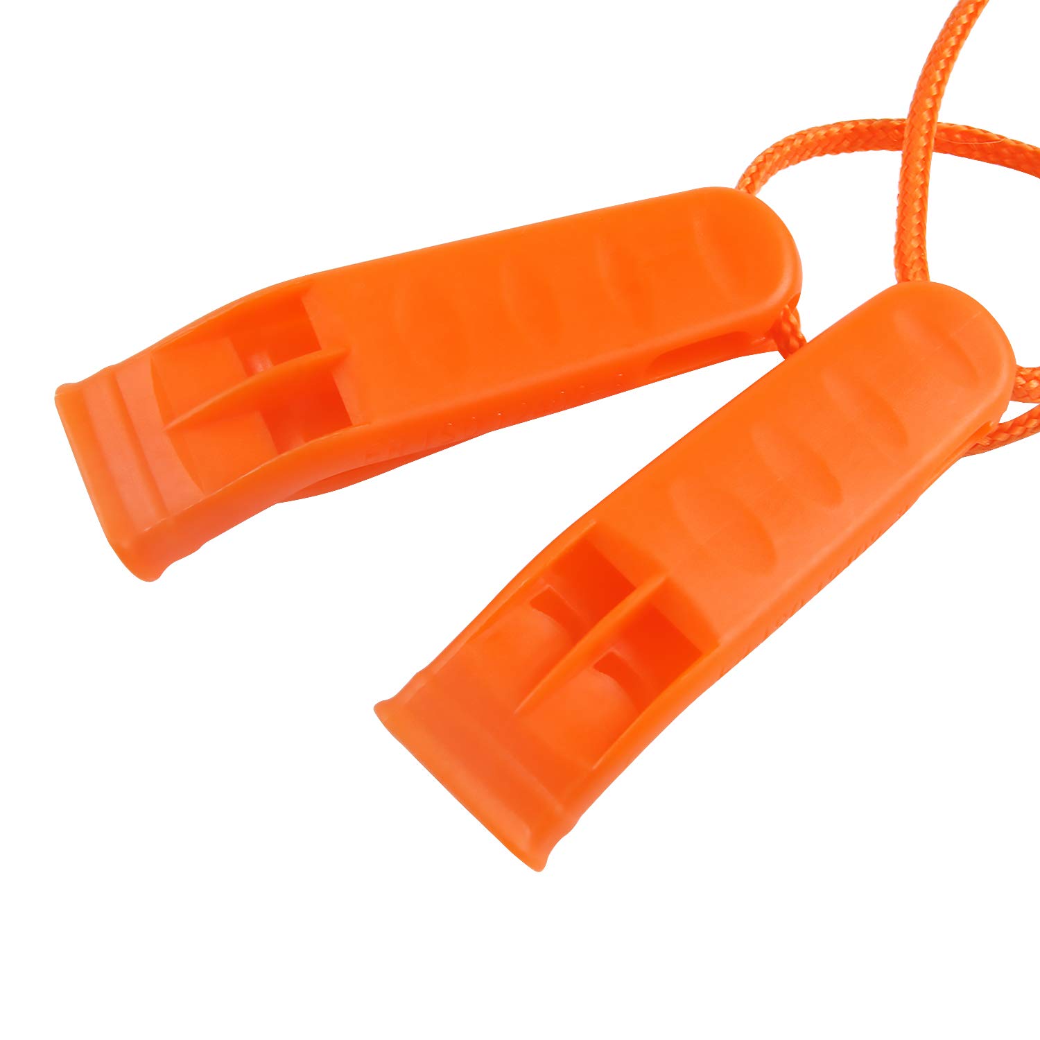 AUGSUN 10 Pcs Safety Whistle Marine Whistle Plastic Whistles with Lanyard for Emergency (Orange)