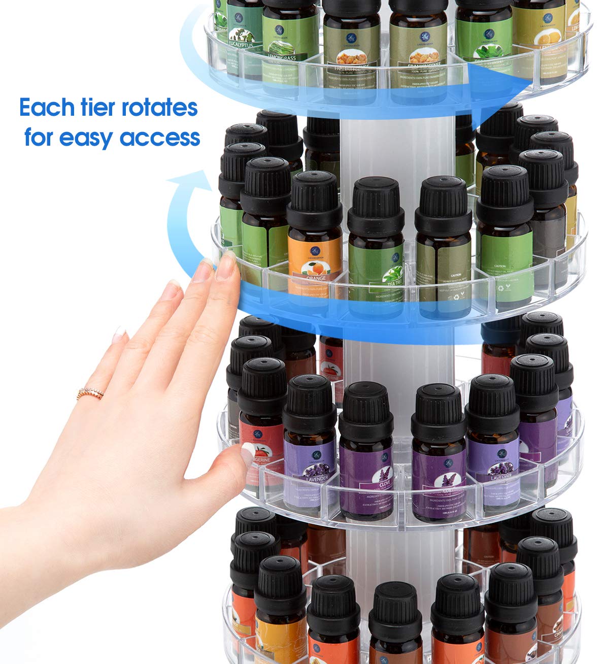 J JACKCUBE DESIGN Rotating Essential Oil Display Stand Spinning Rack for 75 Bottles(up to 120) Organizer 5 Tier Storage Holder -MK505A (5 Tier)