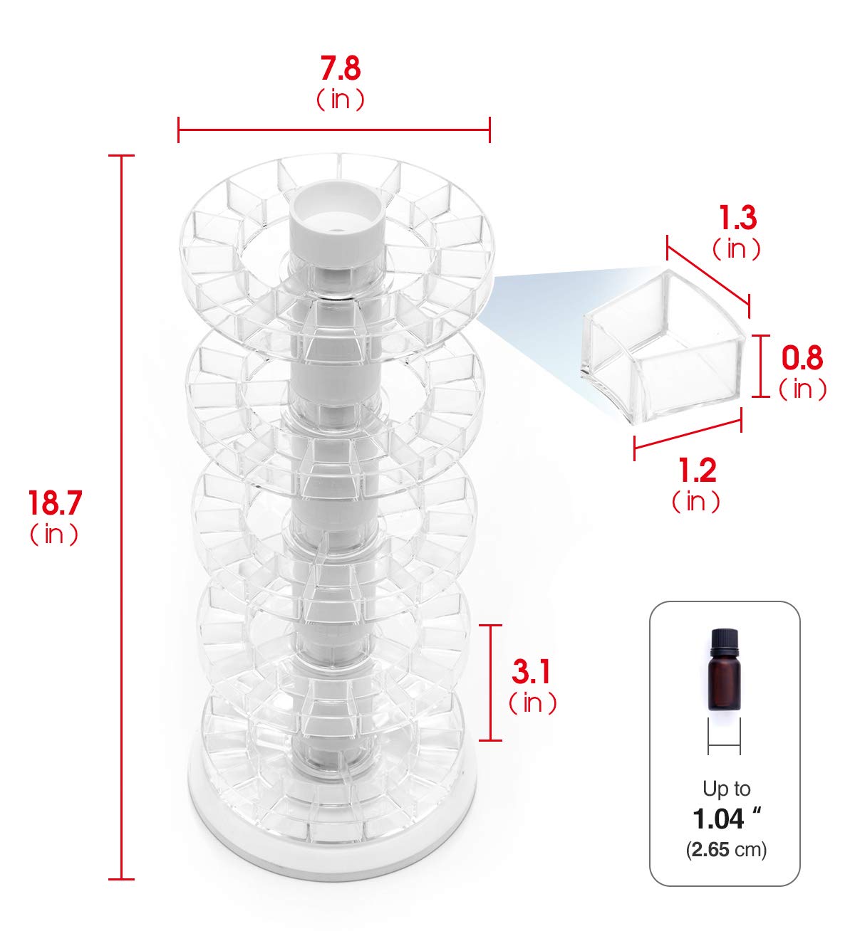 J JACKCUBE DESIGN Rotating Essential Oil Display Stand Spinning Rack for 75 Bottles(up to 120) Organizer 5 Tier Storage Holder -MK505A (5 Tier)