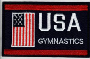 gymnastics team usa embroidered iron-on patch size 4" x 2 1/2". usa olympics