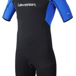 Lemorecn Wetsuits Adult's Premium Neoprene Diving Suit 3mm Shorty Jumpsuit (3037blue-XL)