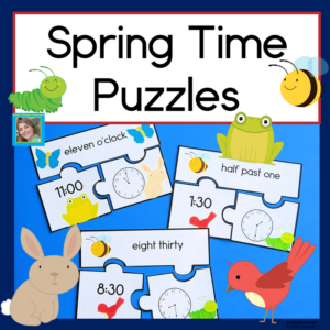 telling time to the half hour spring time puzzles