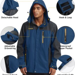 MAGCOMSEN Rain Jacket Mens Windbreaker Jackets Waterproof Jackets Outdoor Rain Coat Sports Breathable Jacket Running Cycling Camping Jacket