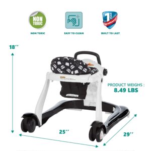 Dream On Me 2-in-1 Charlie Baby Walker, Easy Convertible Baby Walker, Walk Behind, Height Adjustable, Speed Adjusting Wheels, 360-degree Rotating Seat, Black