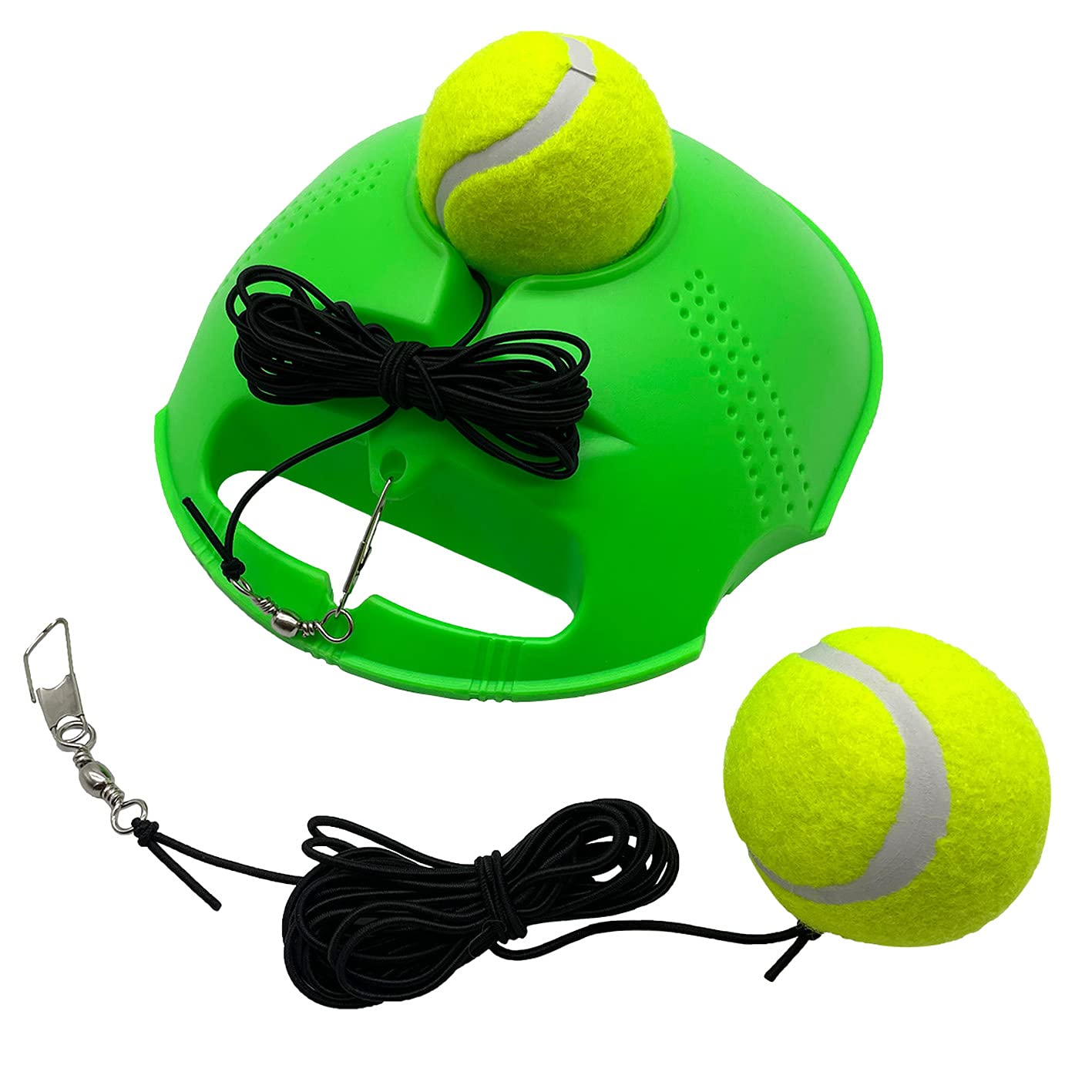 TaktZeit Tennis Trainer Self Training Rebound Baseboard Tennis Training Gear with 2 String Balls (Flash Green 1.0)