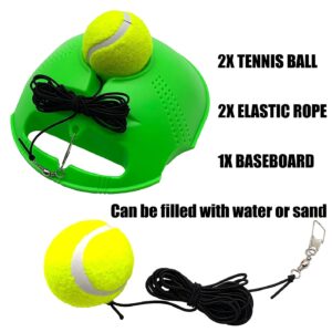 TaktZeit Tennis Trainer Self Training Rebound Baseboard Tennis Training Gear with 2 String Balls (Flash Green 1.0)