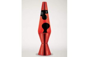 lava 14.5" red liquid with black wax lamp, 20 oz metallic red base & cap motion light