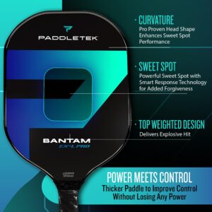 Paddletek Bantam EX-L Pro Pickleball Paddle, Top-Weighted Standard Grip Pickleball Paddle with High Tech Polymer Honeycomb Core, Premier Manufacturers of Pickleball Paddles (Blue)