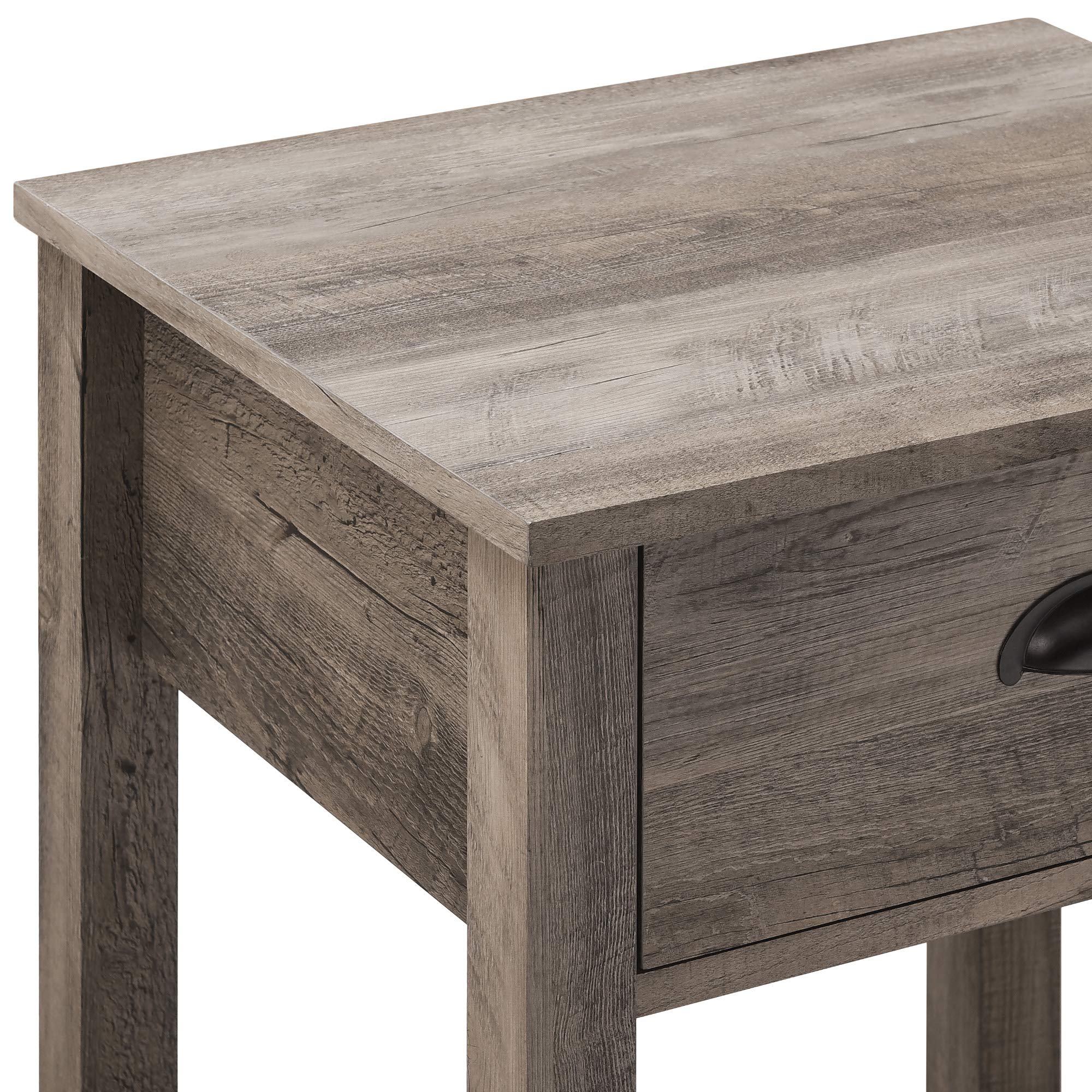 18 Inch Farmhouse 1 Drawer Side Table with Grey Wash Finish